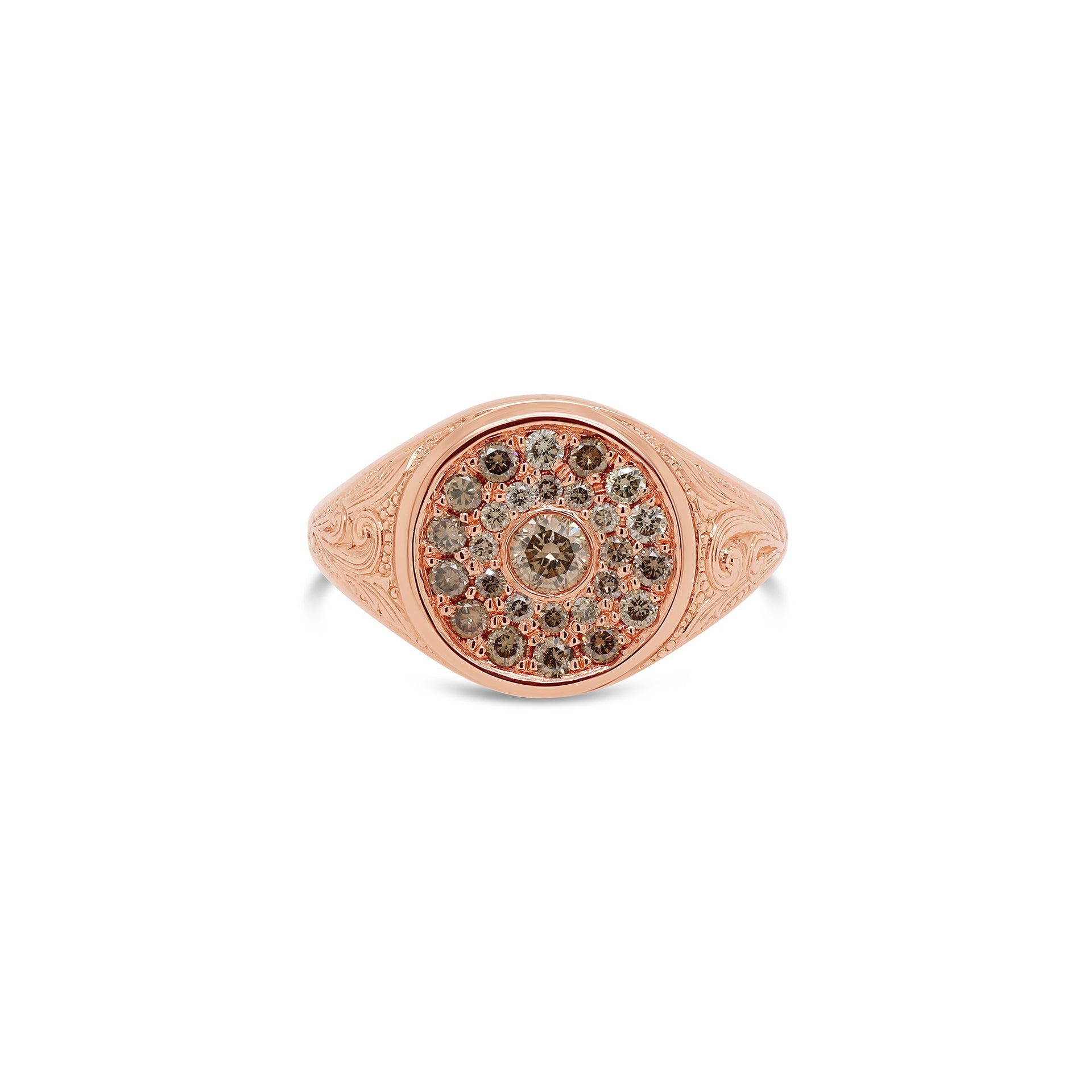 Cognac Diamond Hand-Engraved Signet Ring – Fairfax & Roberts